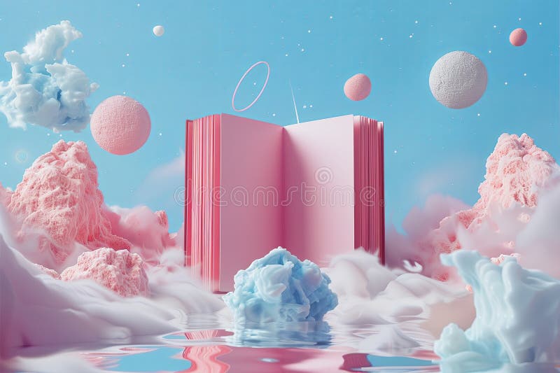 Flying Notebook Mockup Minimalistic Space Aesthetic with Copy Space ...