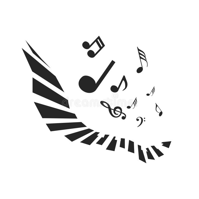 Flying Notes with Abstract Piano Keyboard. Music Vector Background ...