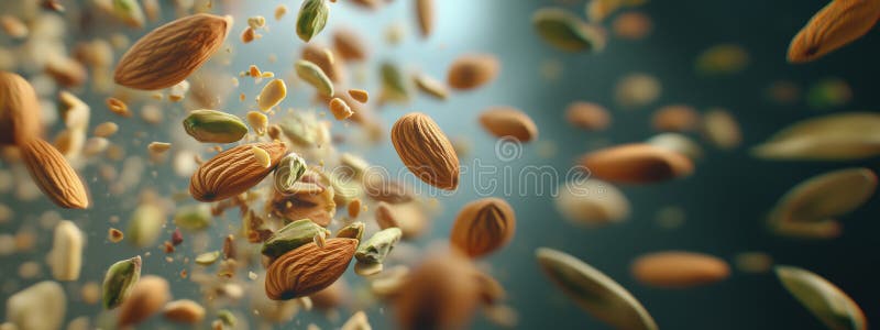 Flying Nuts and Seeds, Almonds, Pistachios, and Cashews in Motion ...