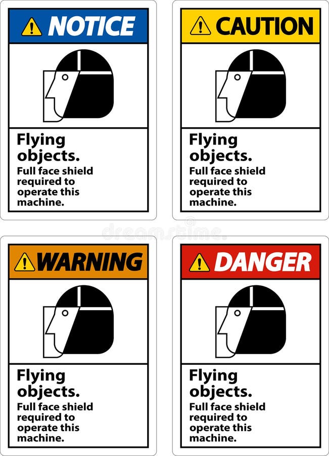 Flying Object Face Shield Required Sign on White Background Stock ...