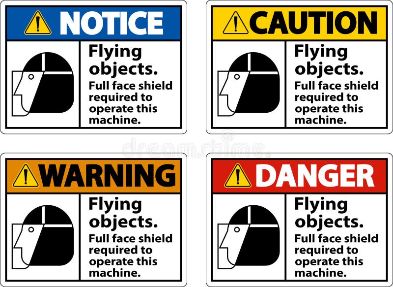 Flying Object Face Shield Required Sign on White Background Stock ...