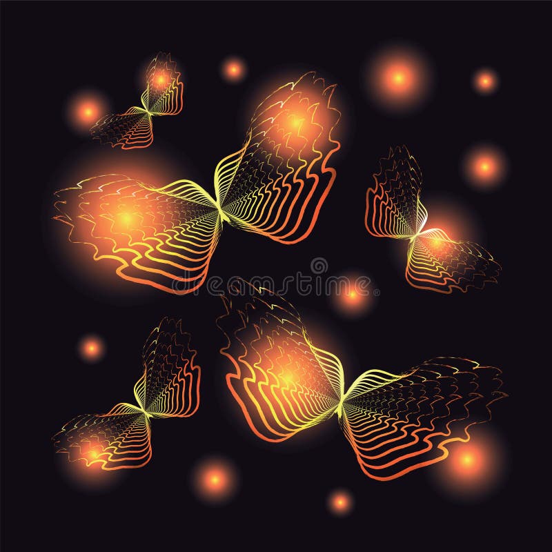 Flying Orange Butterflies in the Darkness. Stock Vector - Illustration ...