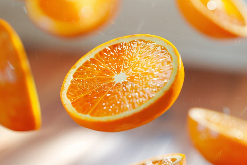 Flying Orange in Mid Air AI Generated Image Stock Illustration ...