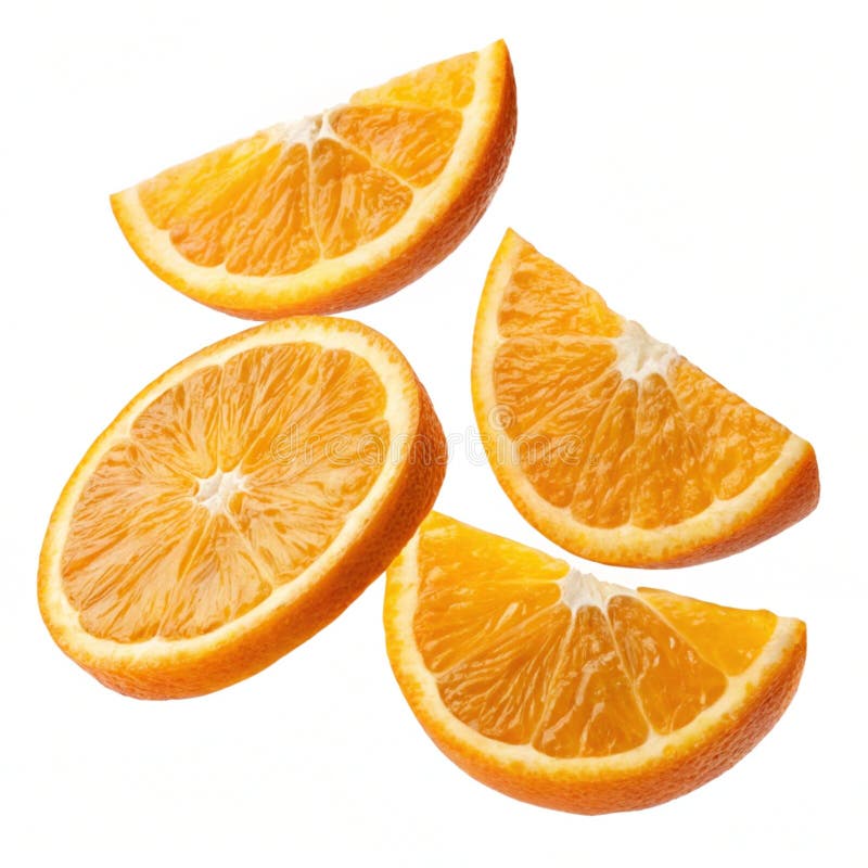 Flying Orange Slices Isolated on White Background Stock Illustration ...