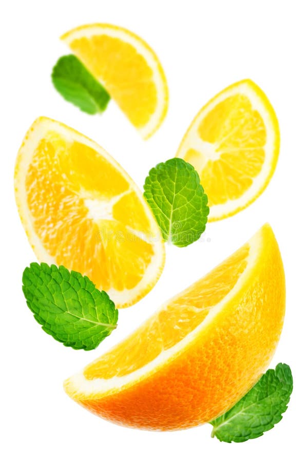 Flying Oranges with Mint Leaves Stock Image - Image of mint, nutrient ...