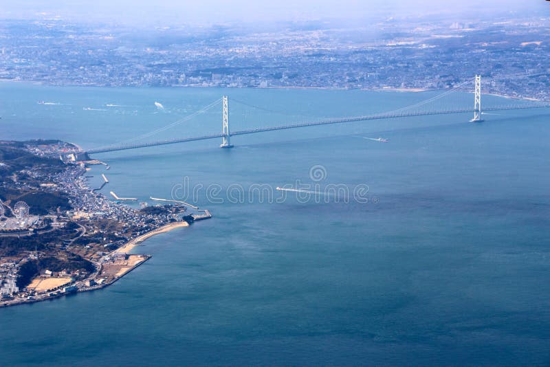 Flying into Osaka Over the Bridge Editorial Stock Image - Image of ...