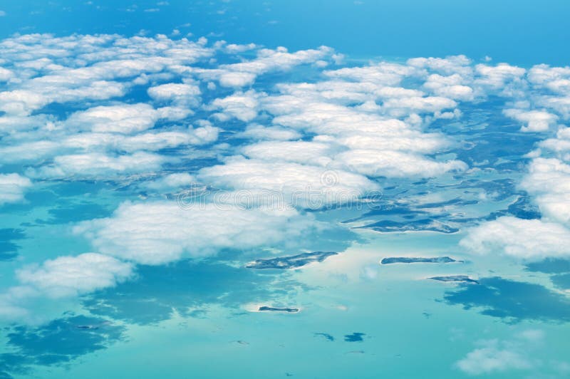Flying over the Bahamas. stock image. Image of ocean - 18713173
