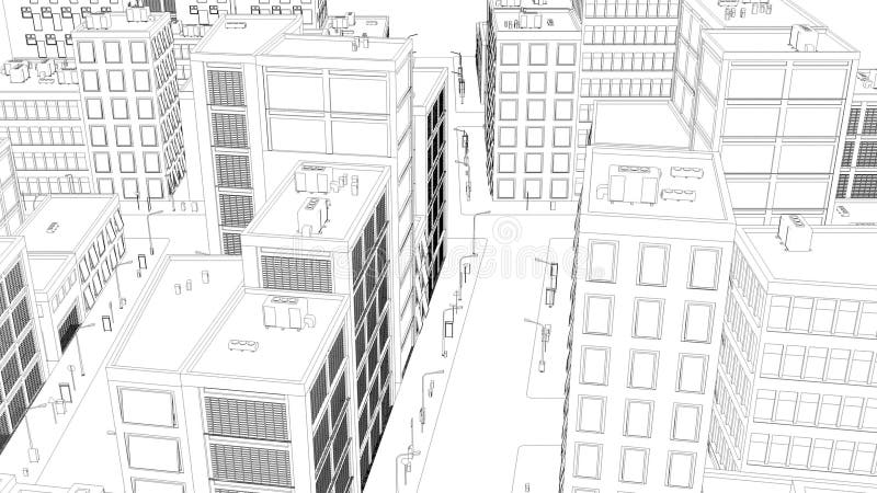 3d Drawing City Top View Line Art Blueprint Sketch Town Stock Video ...