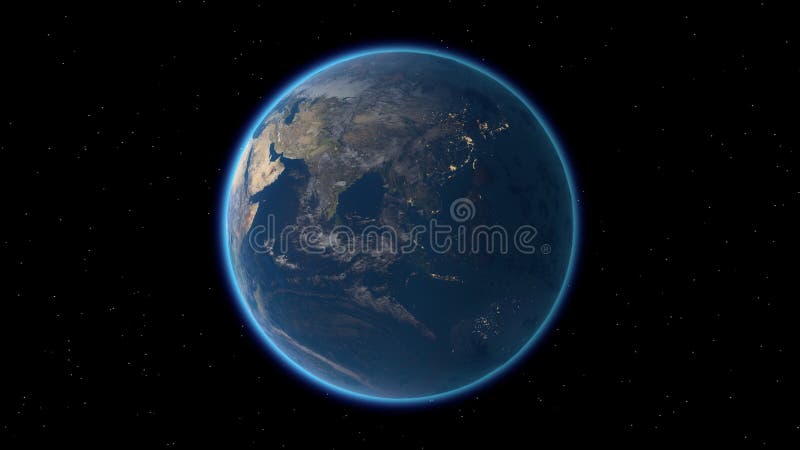 Flying Over the Earth`s Surface, 3D Rendering. Stock Illustration ...