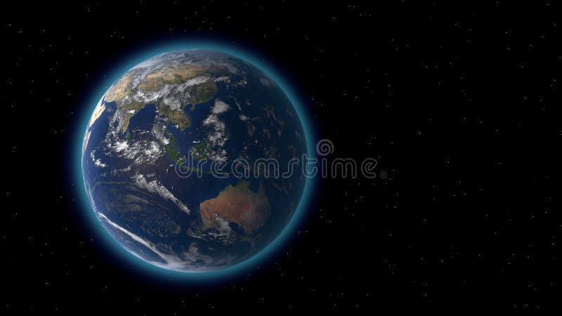 Flying Over the Earth`s Surface, 3D Rendering. Stock Illustration ...