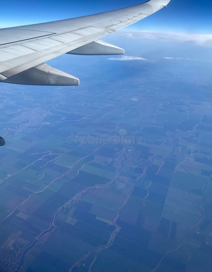 Flying Over the Fields. Aircraft Wing Stock Image - Image of beautiful ...
