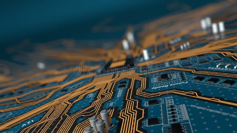 A Futuristic Circuit Board with Pathways Designed in Symmetrical ...