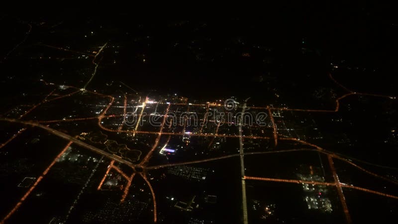 Flying Over the Night City. Top View of the Modern Metropolis Stock ...