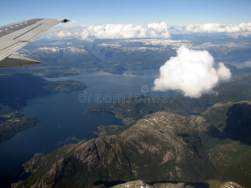 Flying Over Norwegian Fjords Stock Image - Image of destination ...