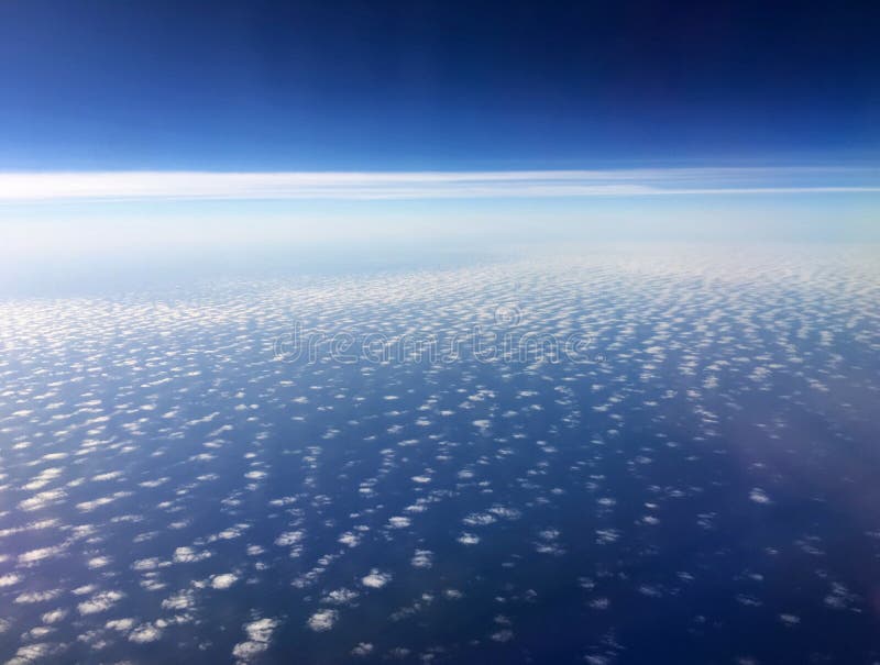 Flying Over the Ocean View of Sea and Clouds with View of Horizon Stock ...