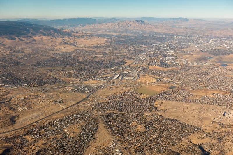 Flying Over Reno Nevada and the Rockies Stock Image - Image of scene ...