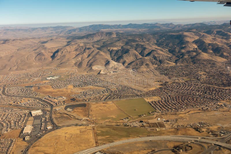 Flying Over Reno Nevada and the Rockies Stock Photo - Image of flying ...