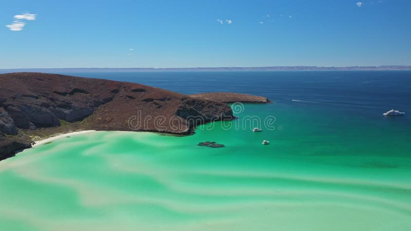 Flying Over Scenery Lagoon. Above View of Famous Balandra Beach Stock ...