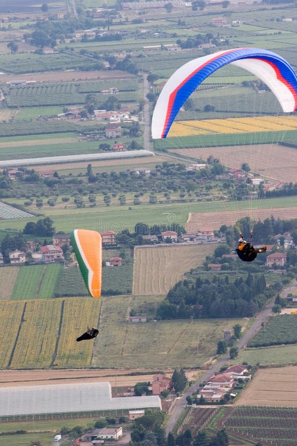 Flying over the town stock image. Image of pleasure, parachute - 4890389