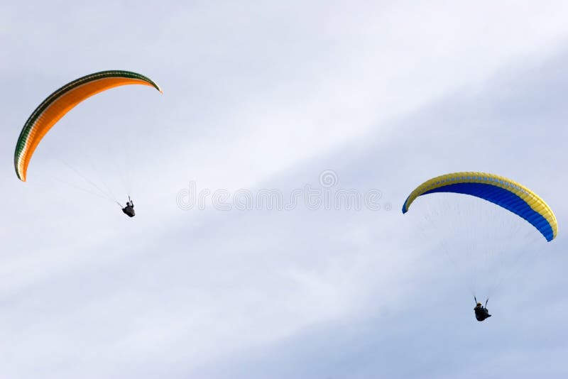 Flying over the town stock image. Image of gliding, paragliding - 4890399