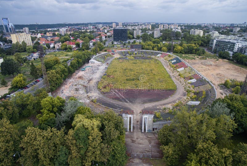 Flying Over the Vilnius and Zalgiris Stadium in Background. Stock Image ...