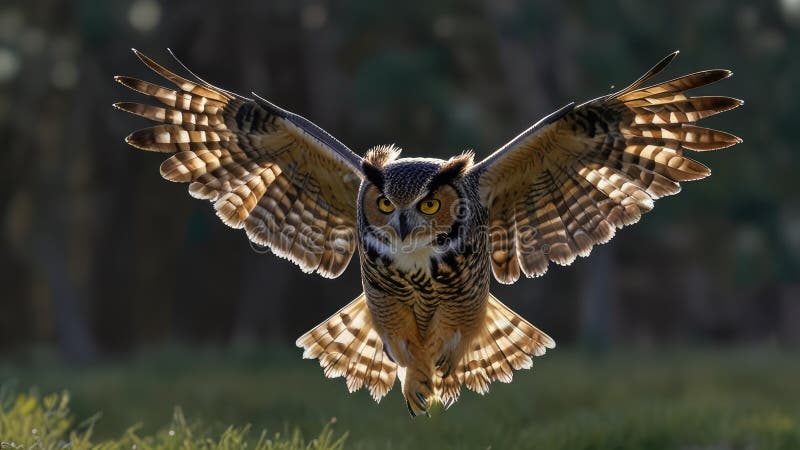 Flying Owl with a Large Wingspan Stock Illustration - Illustration of ...