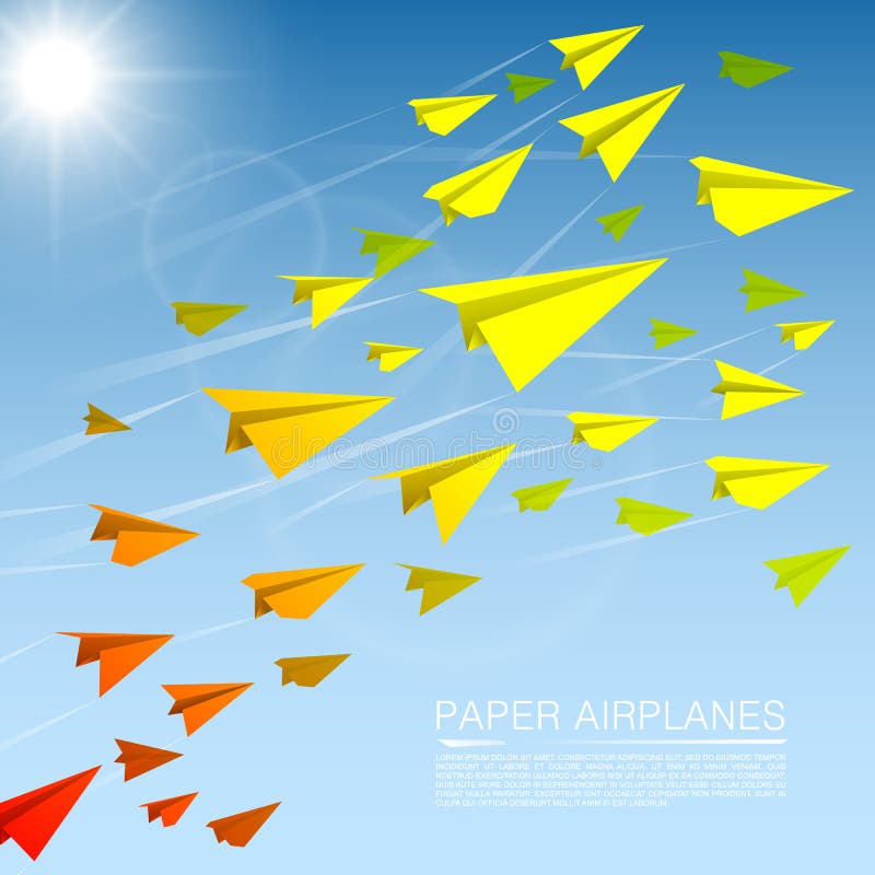 Flying paper airplanes stock vector. Illustration of airliner - 49453006