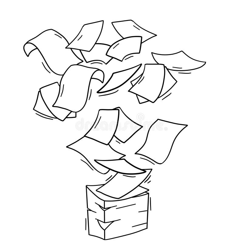 Flying Paper. Blank Sheet. Thrown Object. White Trash. Cartoon Flat ...