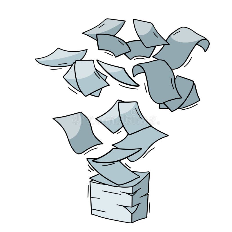 Flying Paper. Blank Sheet. Thrown Object. White Trash. Cartoon Flat ...