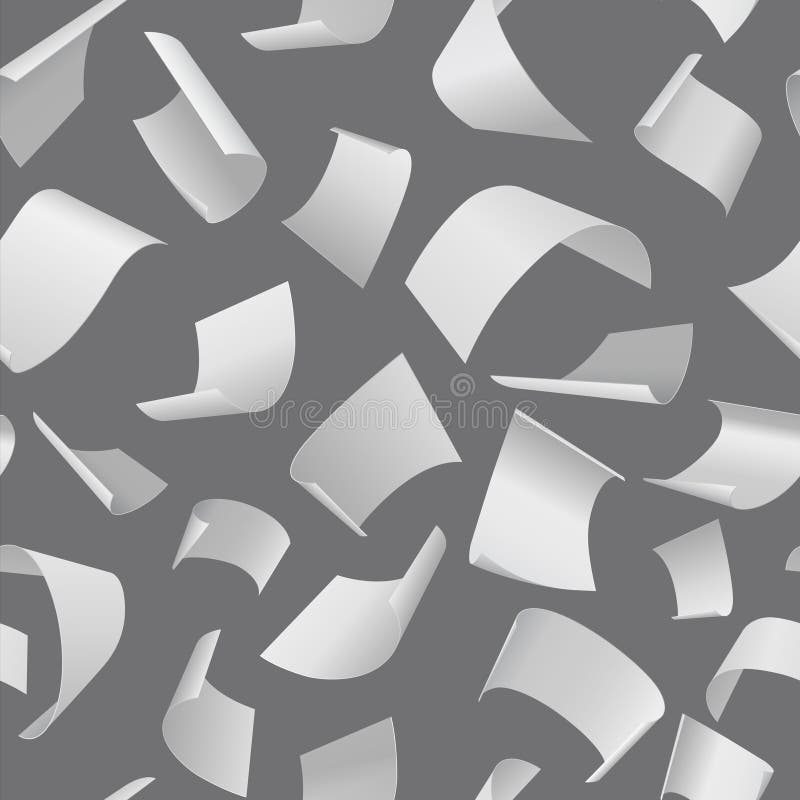 Flying Paper Pattern. Seamless Texture of Falling Document Pages ...