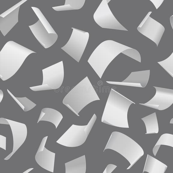 Flying Paper Pattern. Seamless Texture of Falling Document Pages ...