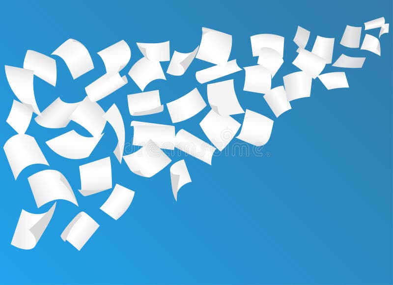 Flying Paper Sheets with Curved Corners in the Sky. Vector Stock Vector ...