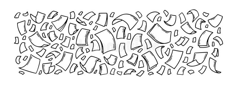 Flying Paper Sheets in Doodle Style. Hand Drawn Blank Document Pages ...