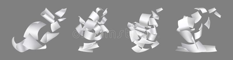 Flying Paper Sheets, Stack of Blank Pages Floating Stock Illustration ...