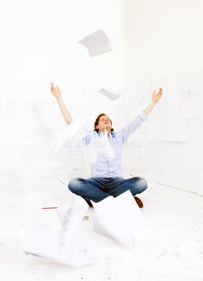Flying papers stock photo. Image of frustration, engineer - 13450408