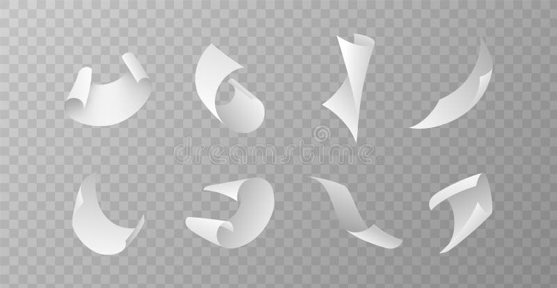Flying Papers Set. Blank White Paper Sheet Falling Down, Scattered ...