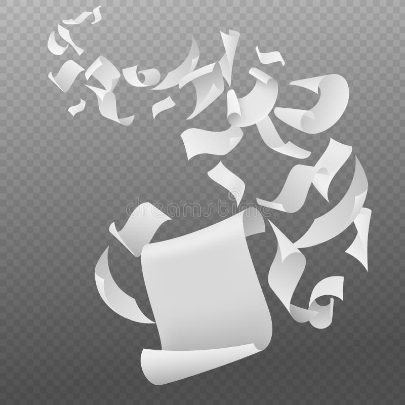 Flying Papers Group. Chaotic Falling and Flying Empty White Paper ...