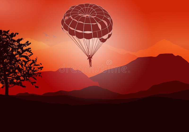 Flying parachute stock vector. Illustration of formation - 90019481