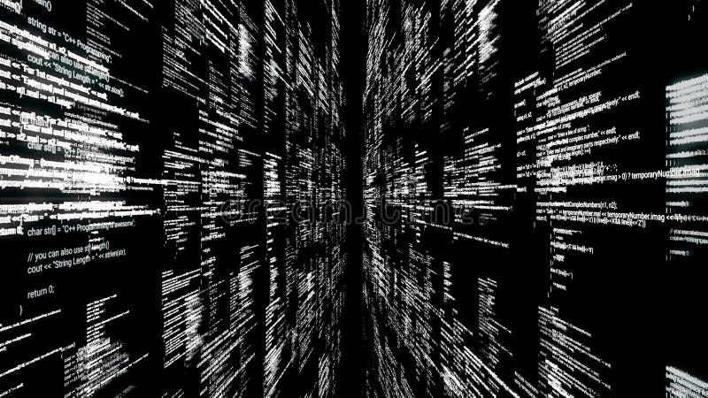 Flying through the Parallel Abstract Informational Lines, Monochrome ...