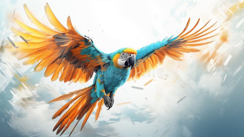 Flying parrot over jungle stock illustration. Illustration of design ...