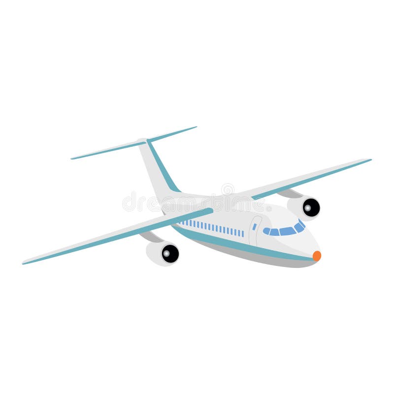 Flying Passenger Plane on a White Background Stock Illustration ...