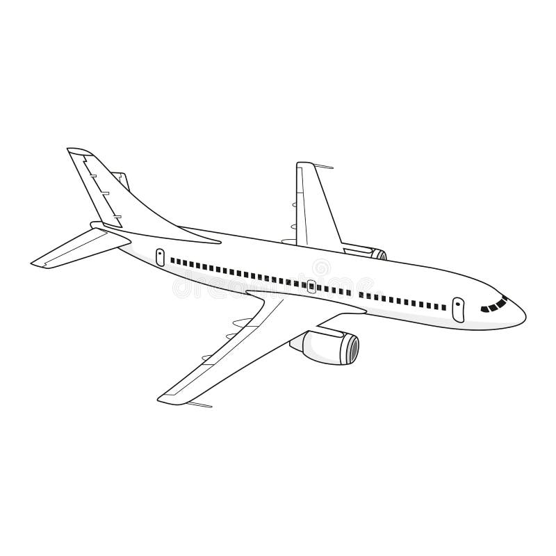 Flying Passenger Plane on a White Background Stock Illustration ...