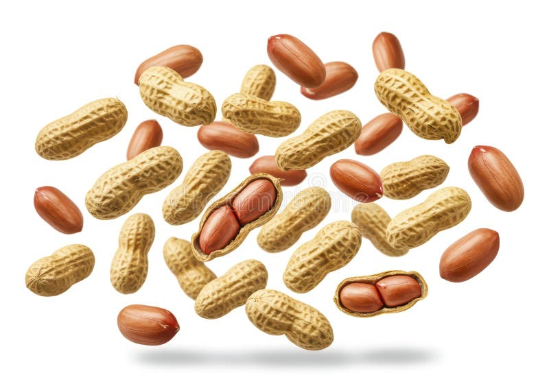 Flying Peanuts in Shell and Shelled Peanuts Food Photography Stock ...