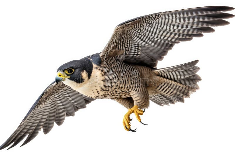 Flying Peregrine Falcons Isolate on White Background. Stock ...