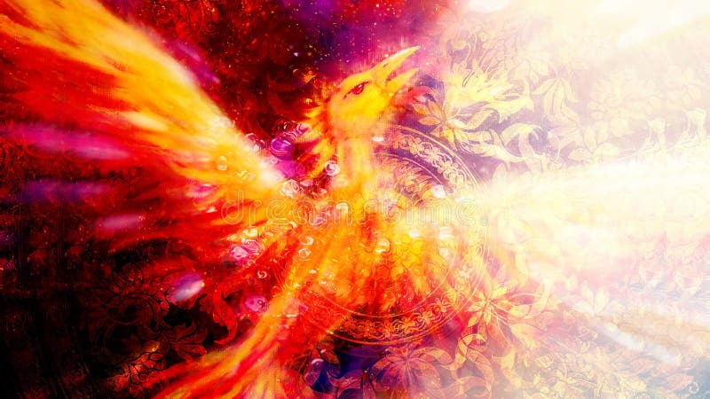 Flying Phoenix Bird As Symbol of Rebirth and New Beginning. Loop ...