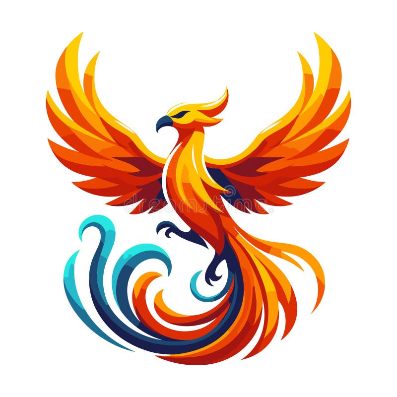 Flying Phoenix Fire Bird Abstract Logo Design Vector Illustration. Dove ...