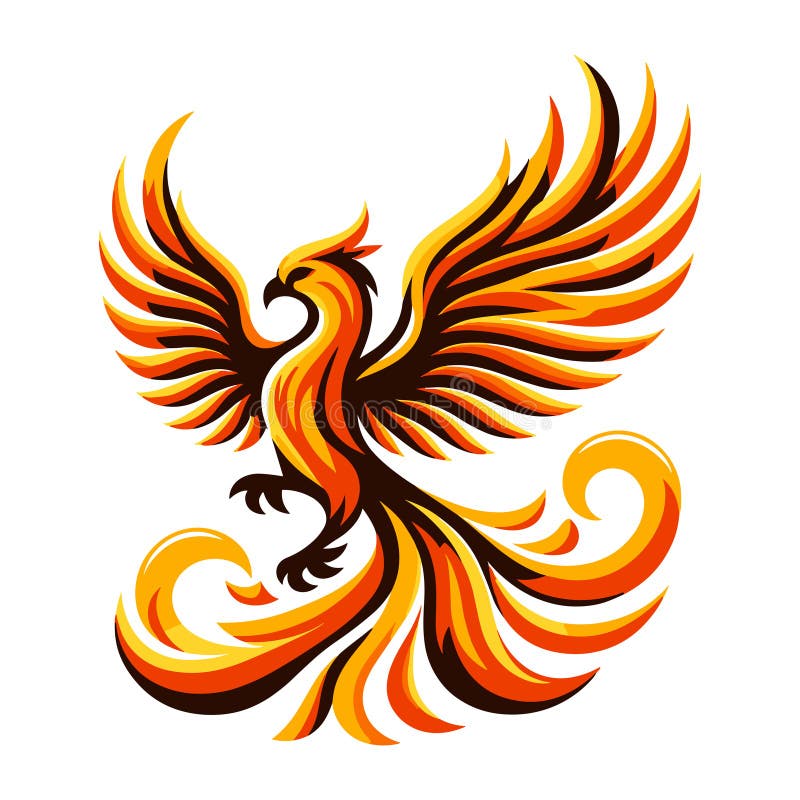 Flying Phoenix Fire Bird Abstract Logo Design Vector Illustration. Dove ...
