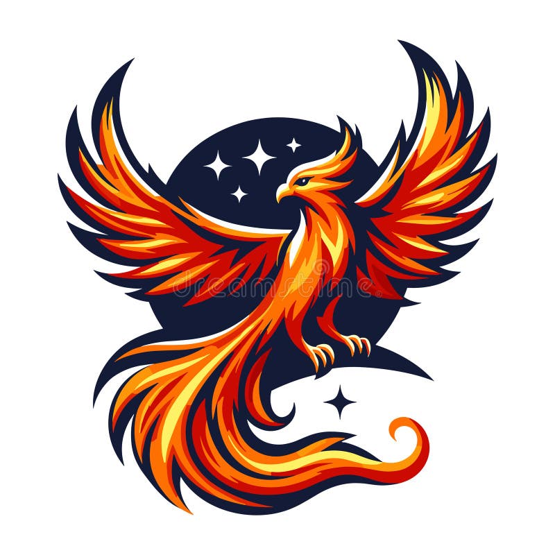 Flying Phoenix Fire Bird Abstract Logo Design Vector Illustration. Dove ...