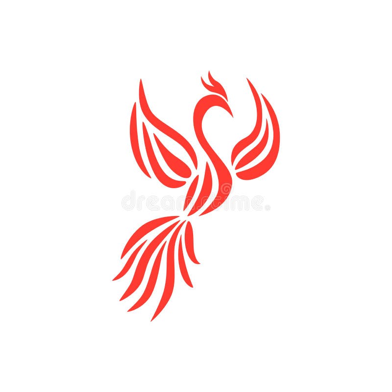 Flying Phoenix Fire Bird Abstract Logo Design Vector Template. Stock ...