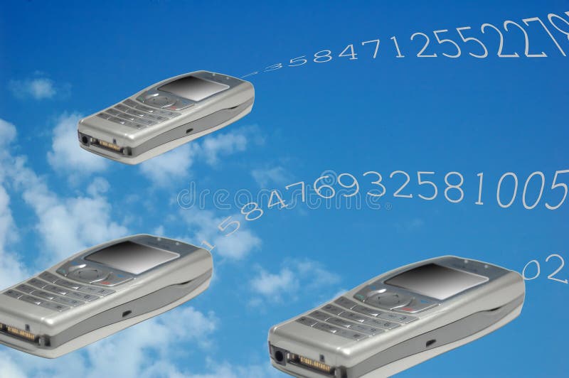 Flying phones stock illustration. Illustration of telephone - 181177